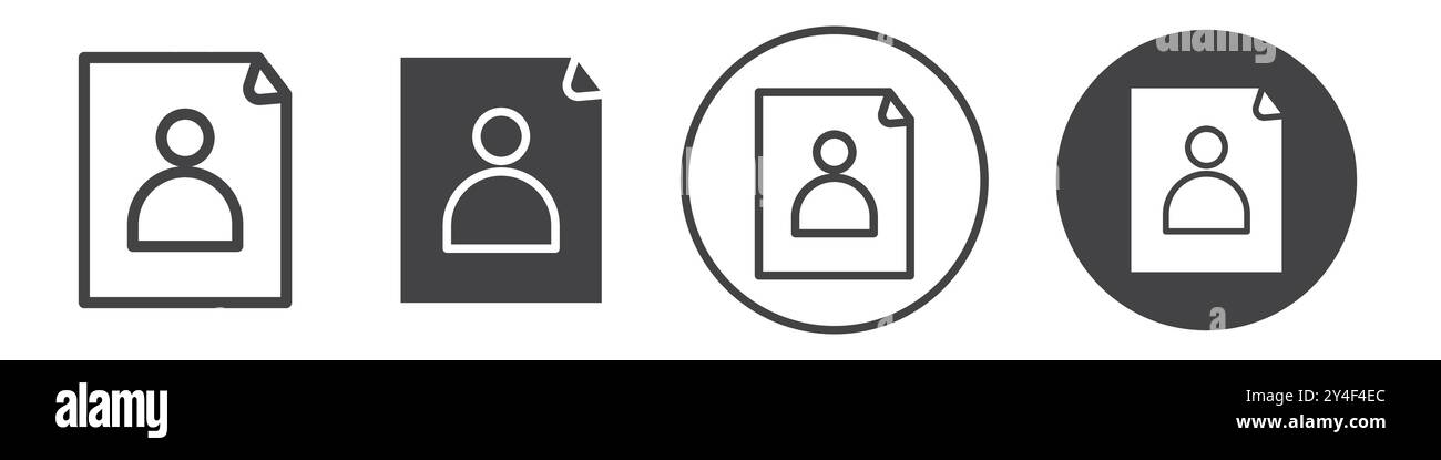 Personal documents icon set in thin line outline style and linear ...