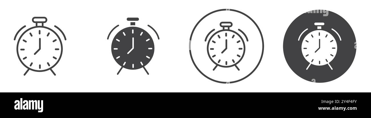 Time clock icon set in thin line outline style and linear vector sign ...
