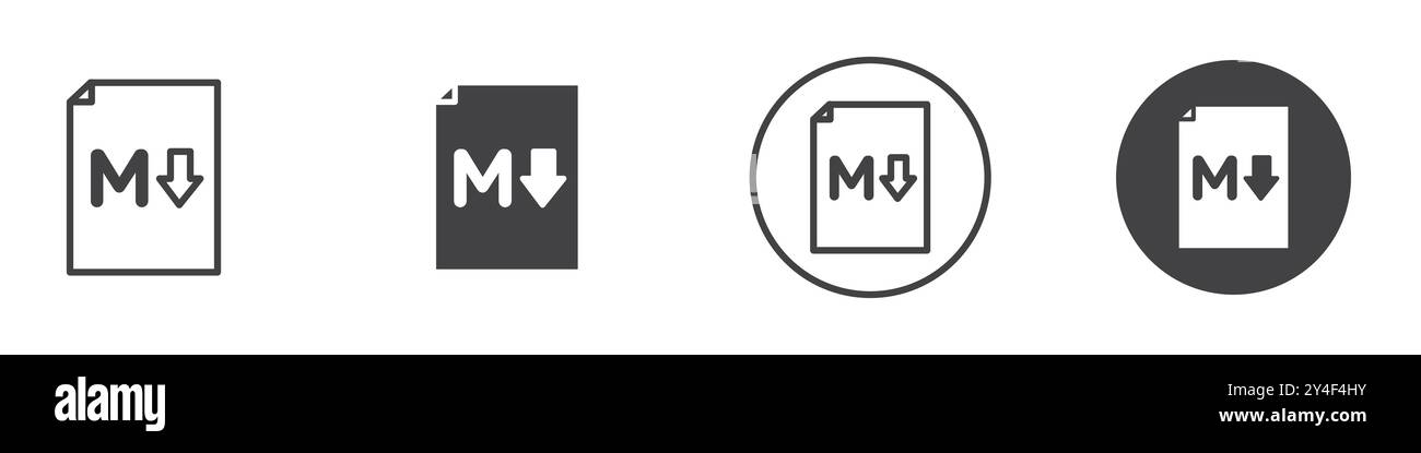 Markdown icon set in thin line outline style and linear vector sign ...