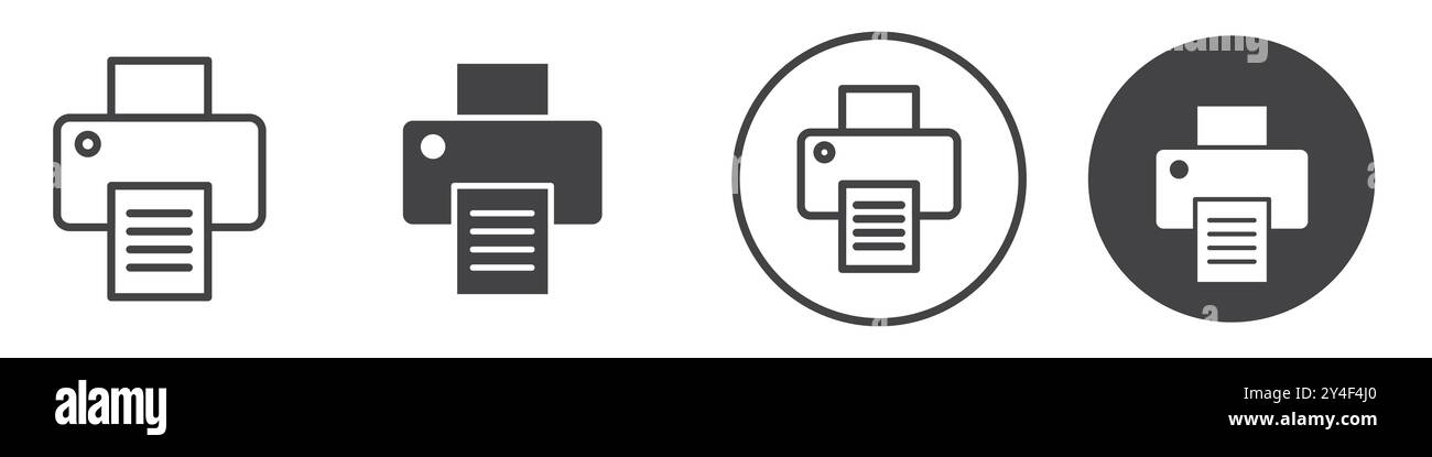 Print Icon Set In Thin Line Outline Style And Linear Vector Sign Stock