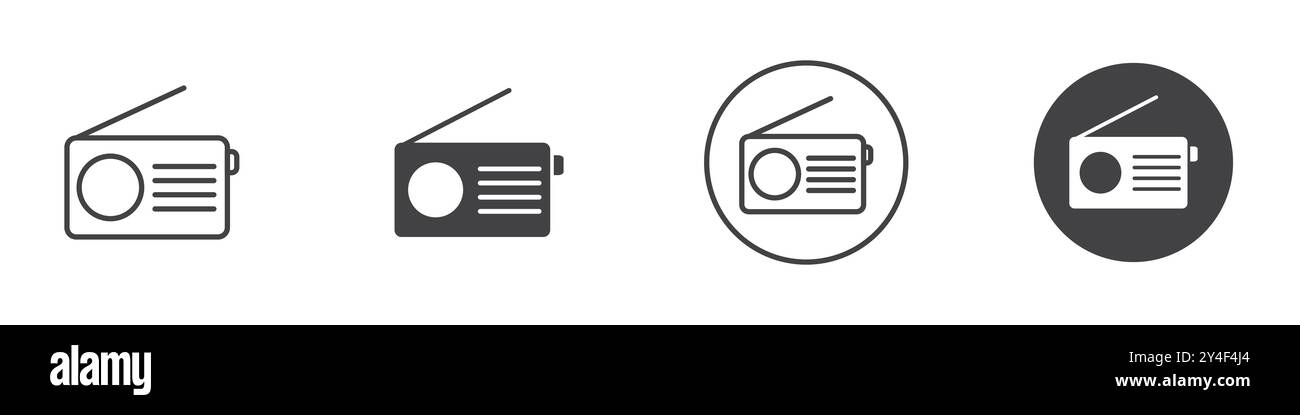 Radio icon set in thin line outline style and linear vector sign Stock ...