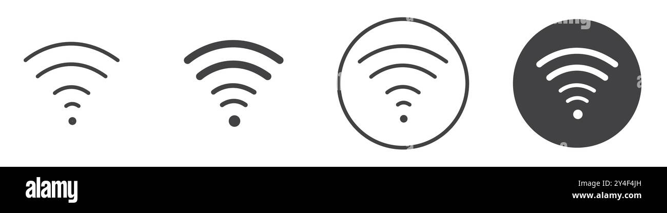 Wifi icon set in thin line outline style and linear vector sign Stock ...