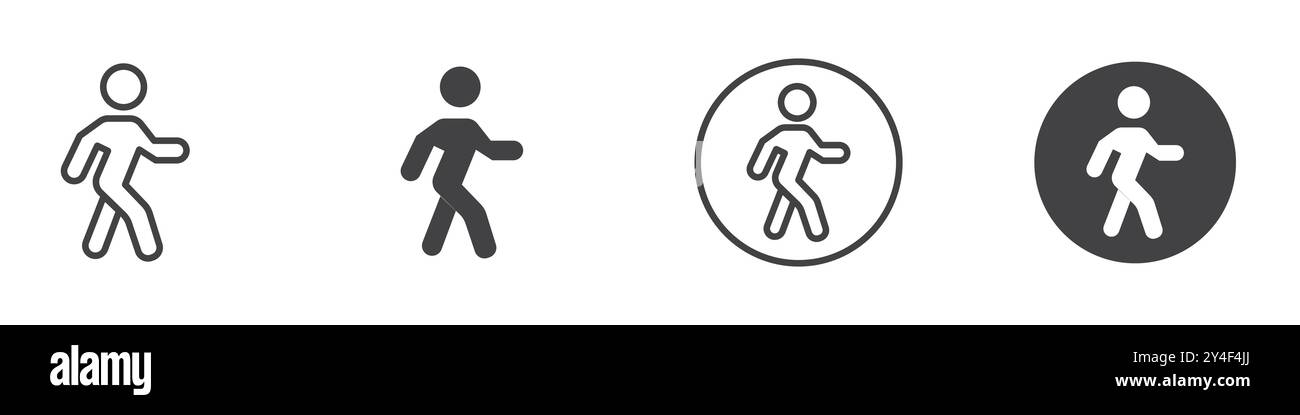 Walk icon set in thin line outline style and linear vector sign Stock ...