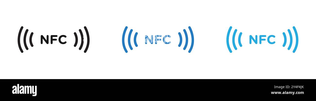 NFC icon set in thin line outline style and linear vector sign Stock ...