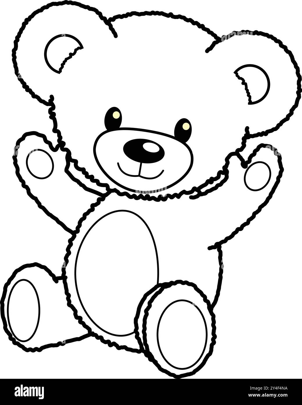 classic cute cuddly fuzzy teddy bear sitting line drawing for coloring activity book vector ...