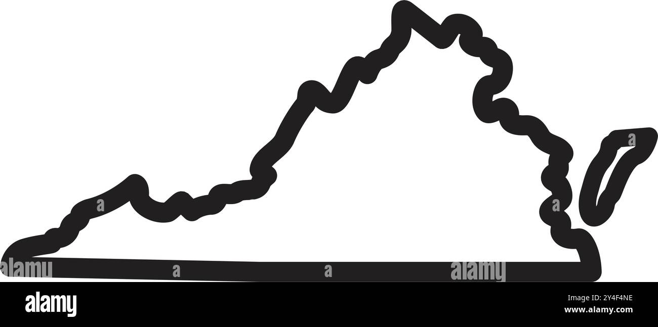 virginia VA state shape map silhouette outline simplified vector ...