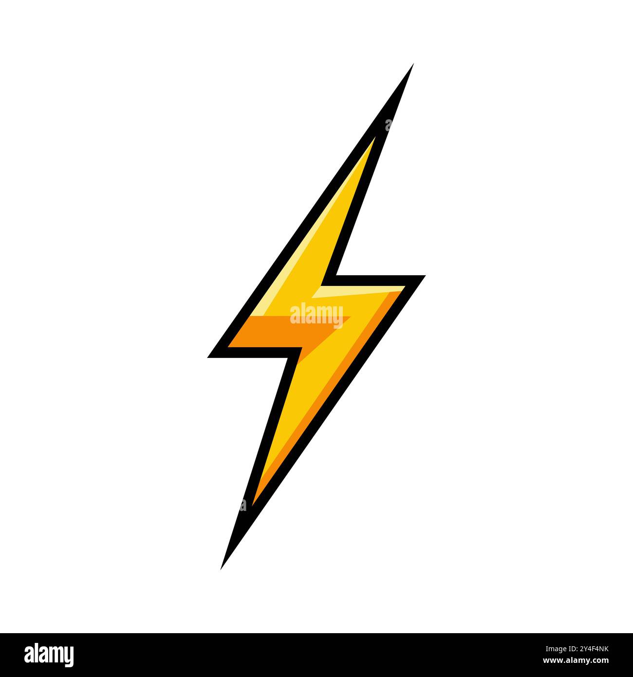 Lightning icon. Yellow lightning bolt with black outline is striking ...