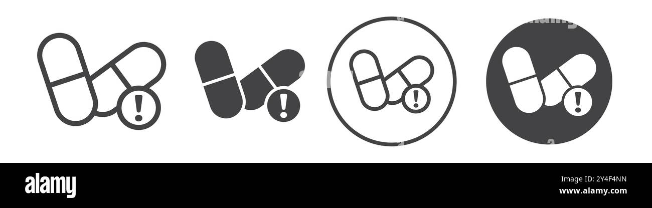 Overdose icon set in thin line outline style and linear vector sign ...