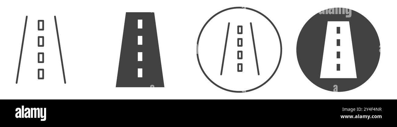 Road Icon Set In Thin Line Outline Style And Linear Vector Sign Stock Vector Image And Art Alamy