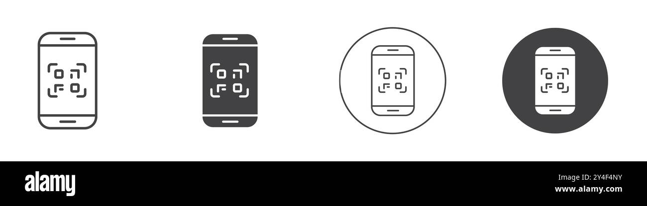 QR code icon set in thin line outline style and linear vector sign Stock Vector Image & Art - Alamy