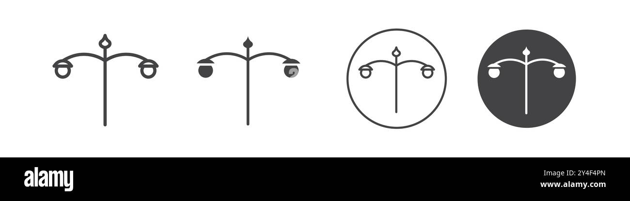 Street light icon set in thin line outline style and linear vector sign Stock Vector Image & Art ...