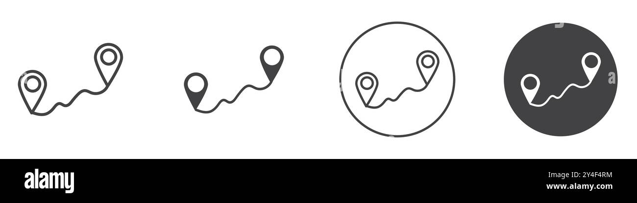 Route Icon set in thin line outline style and linear vector sign Stock Vector Image & Art - Alamy
