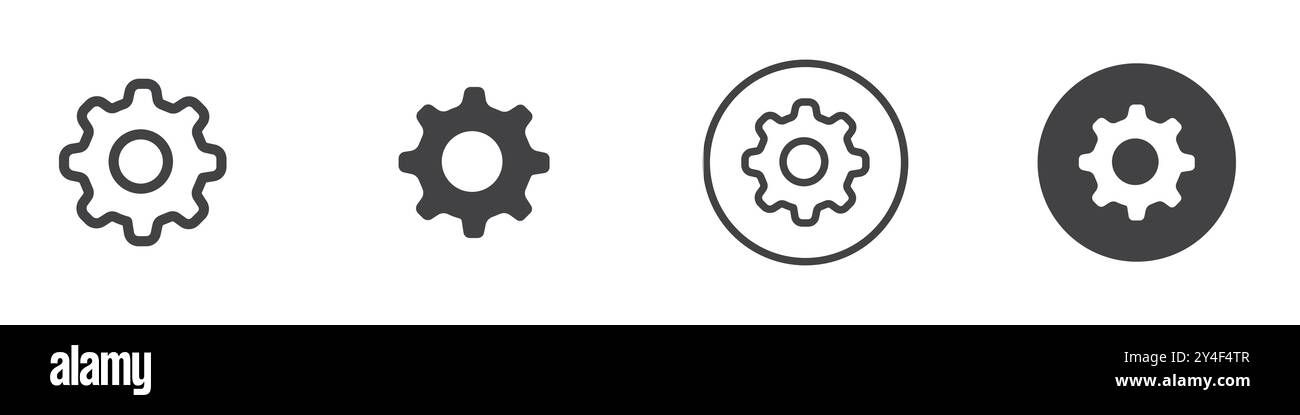 Settings icon set in thin line outline style and linear vector sign ...