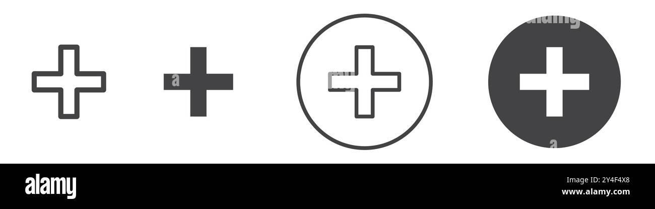 Plus icon set in thin line outline style and linear vector sign Stock Vector Image & Art - Alamy