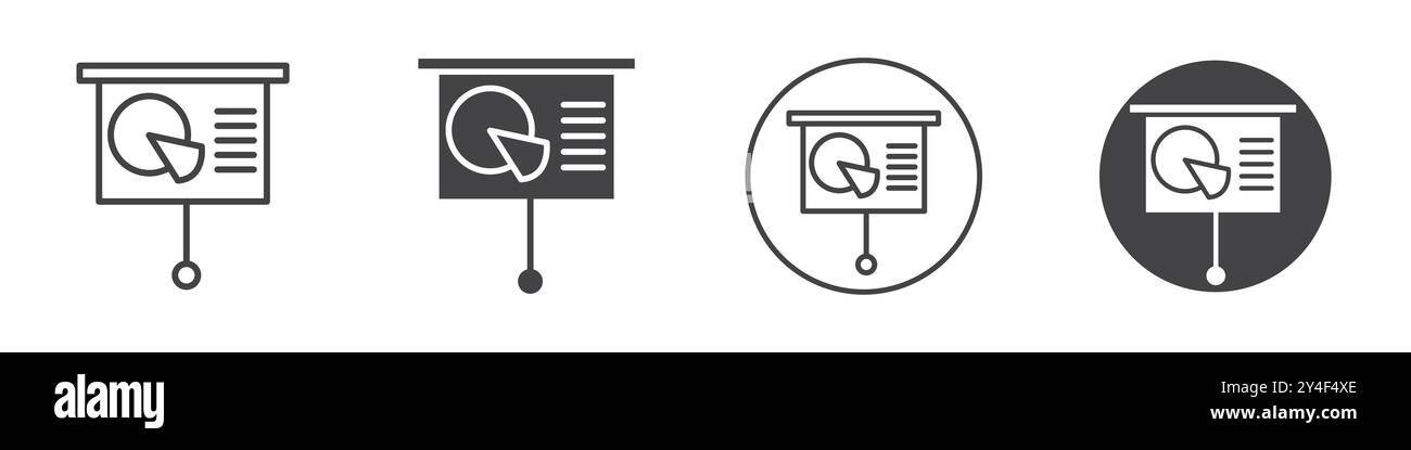 Presentation Board Icon Set In Thin Line Outline Style And Linear Vector Sign Stock Vector Image