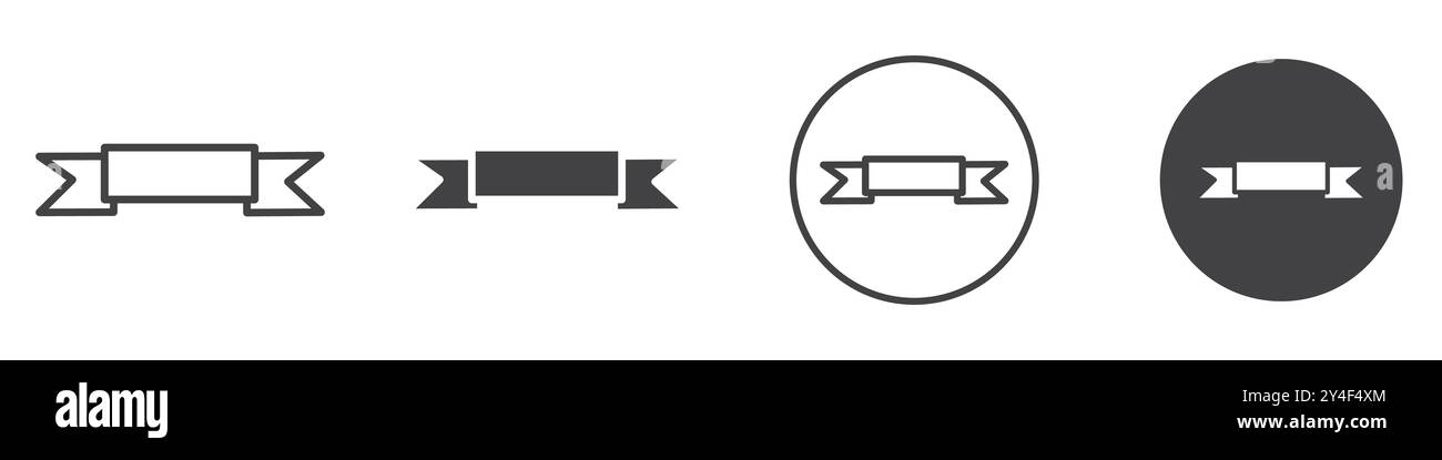 Ribbon Icon Set In Thin Line Outline Style And Linear Vector Sign Stock Vector Image And Art Alamy