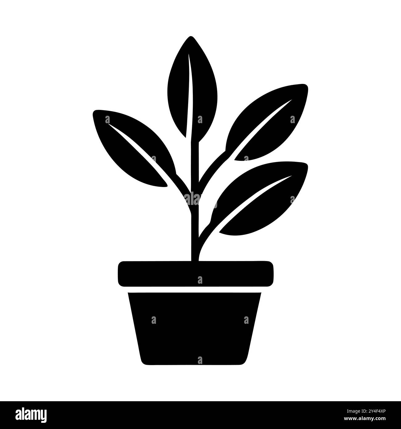 Plant in a pot. Concept of growth, care, and nature. Vector ...