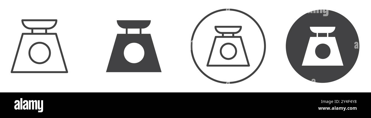 Scale Icon Set In Thin Line Outline Style And Linear Vector Sign Stock
