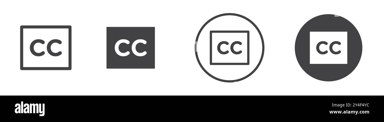 Subtitles icon set in thin line outline style and linear vector sign ...