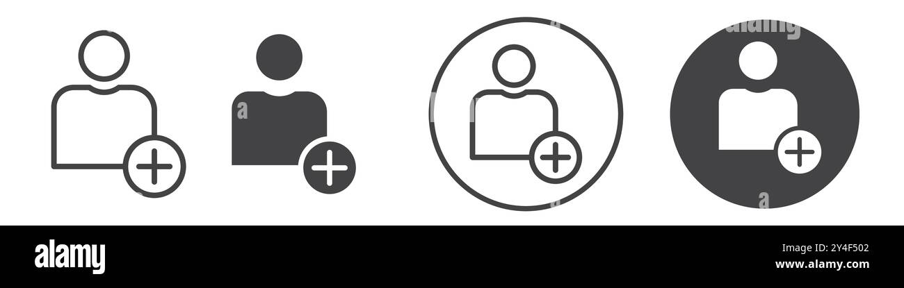 User add icon set in thin line outline style and linear vector sign ...