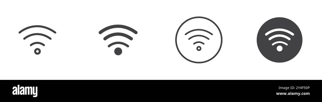 Wifi Signal icon set in thin line outline style and linear vector sign Stock Vector Image & Art ...