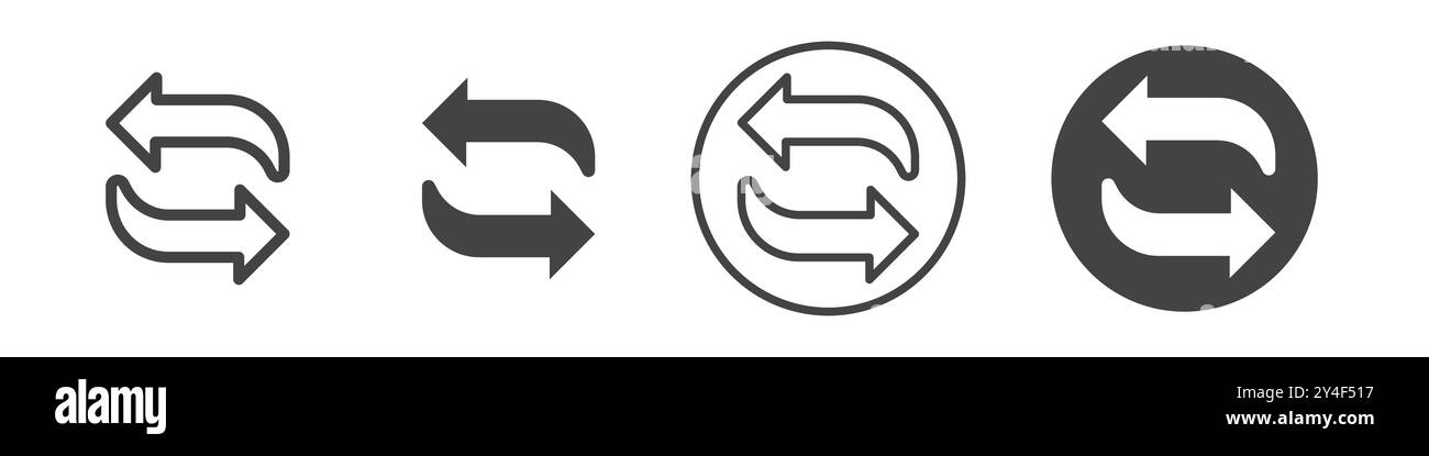 Transfer arrows icon set in thin line outline style and linear vector ...