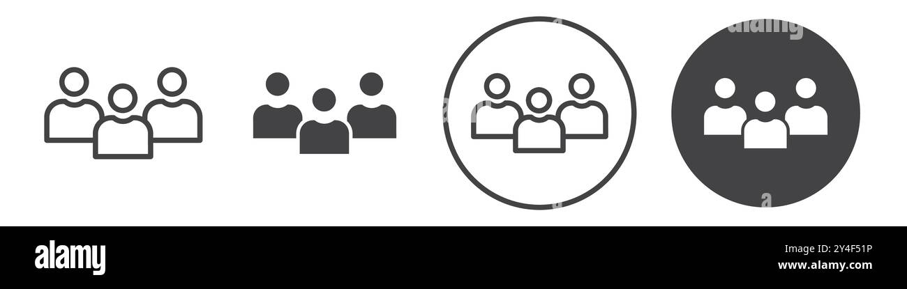 Users icon set in thin line outline style and linear vector sign Stock ...