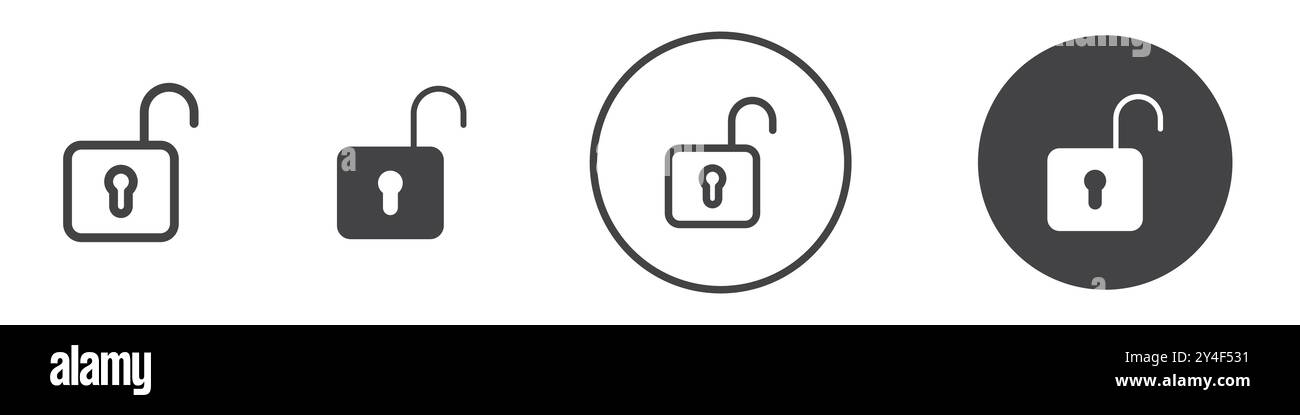 Unlock icon set in thin line outline style and linear vector sign Stock Vector Image & Art - Alamy
