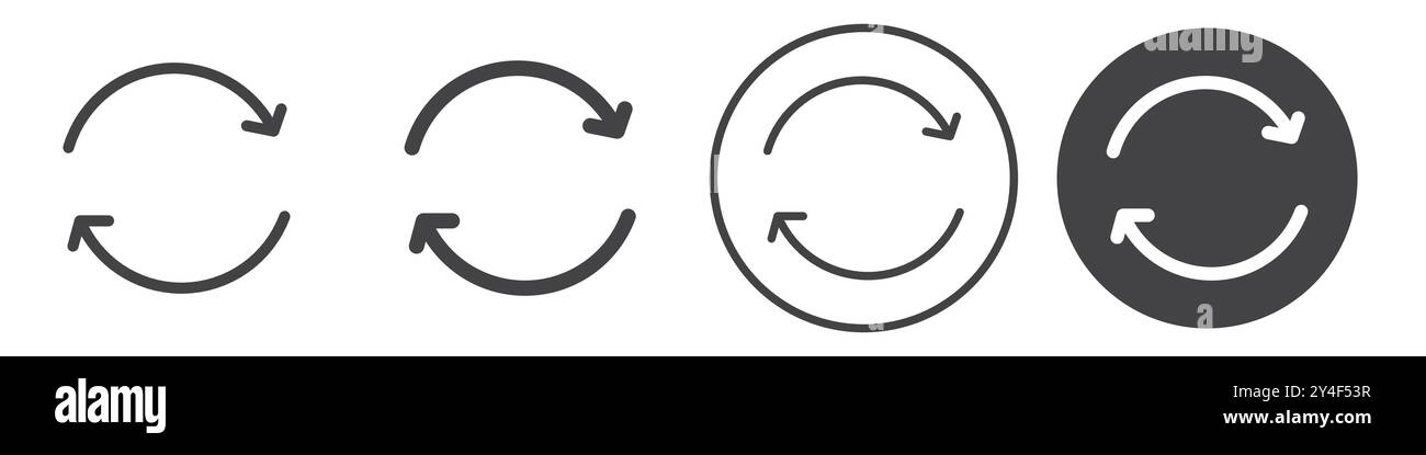 Synchronization icon set in thin line outline style and linear vector sign Stock Vector Image ...