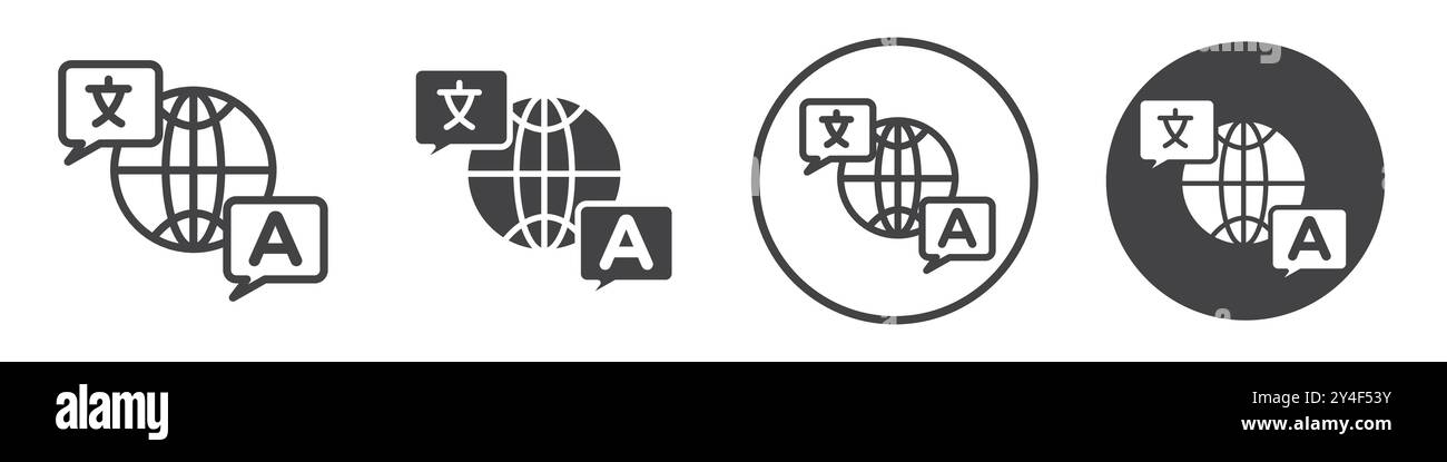 Translation Icon Set In Thin Line Outline Style And Linear Vector Sign Stock Vector Image And Art