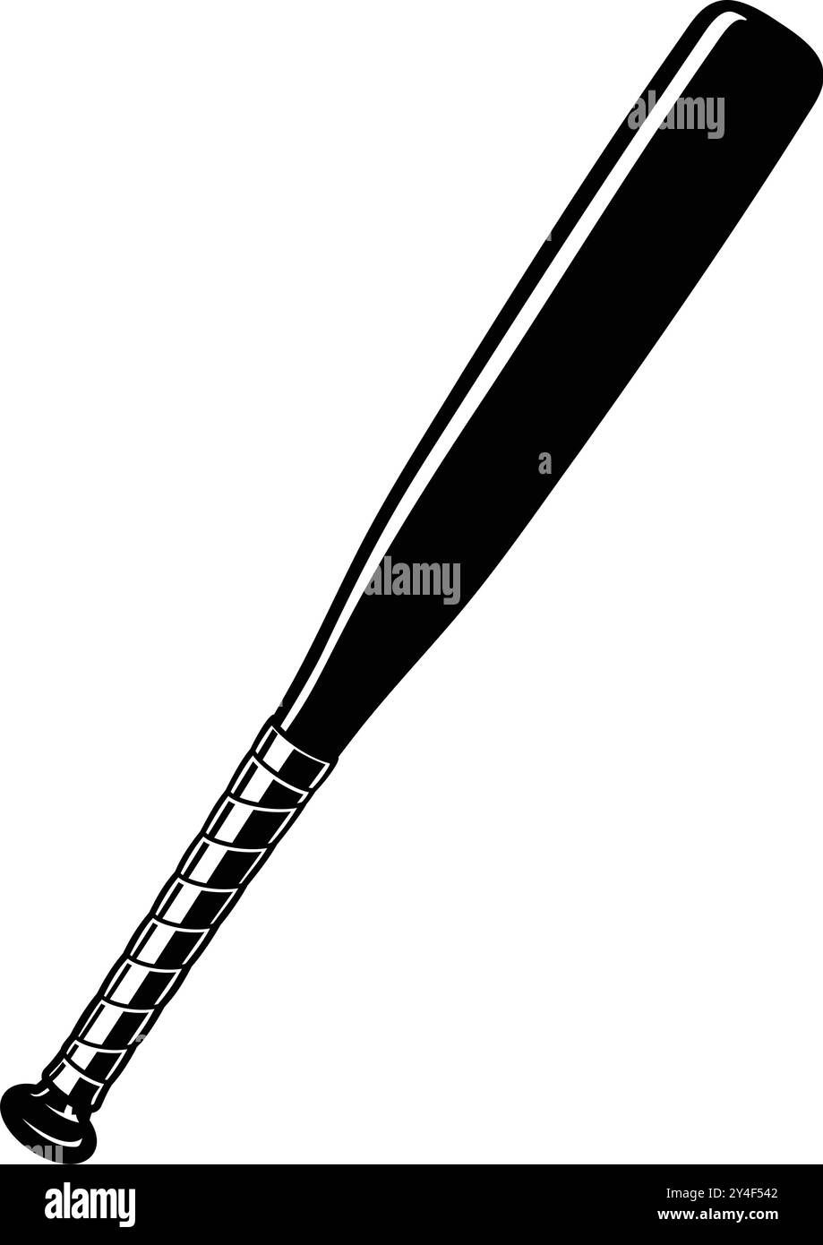simple classic wooden baseball bat with grip wrap black silhouette ...