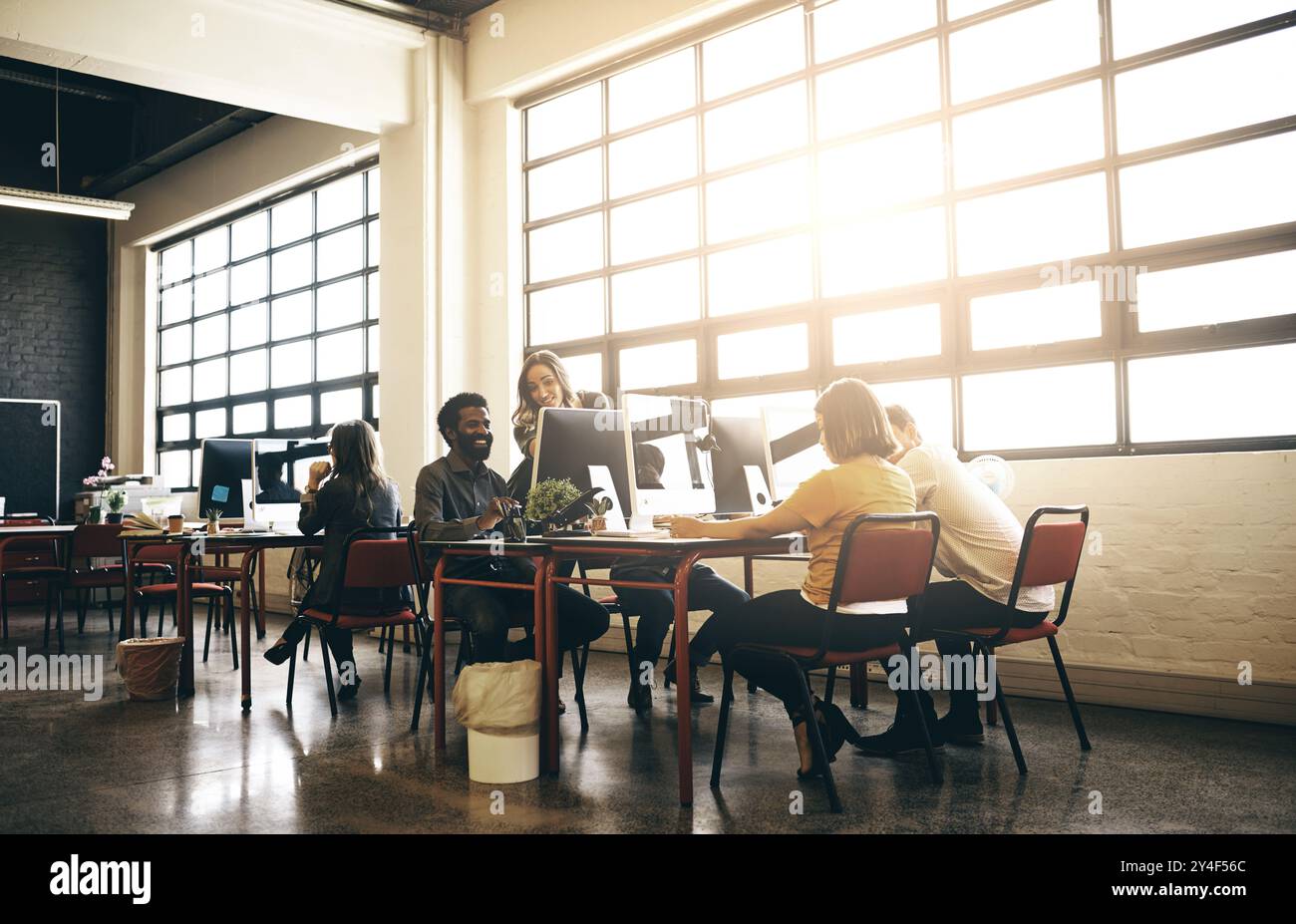 Creative, group and people on computer in office as graphic designer ...