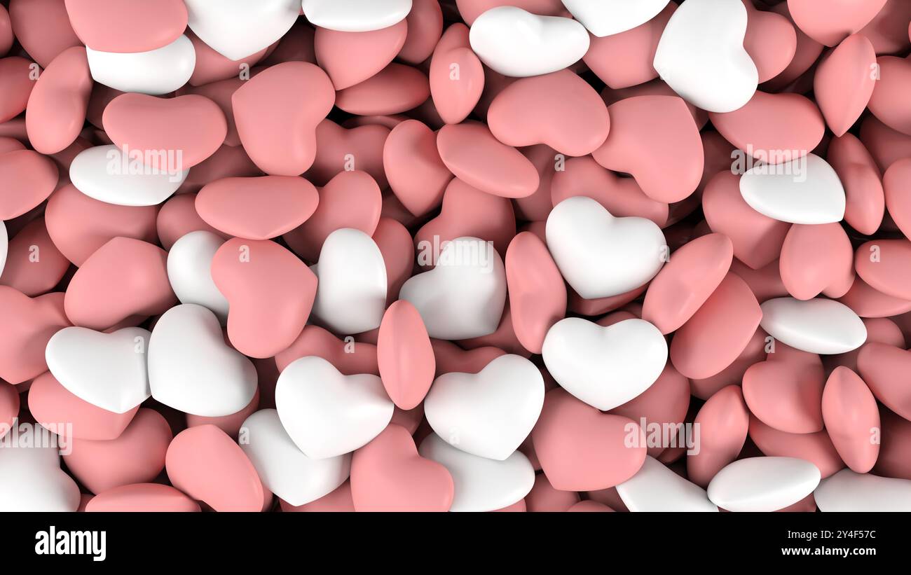 Pink and white hearts background. 3d illustration Stock Photo - Alamy