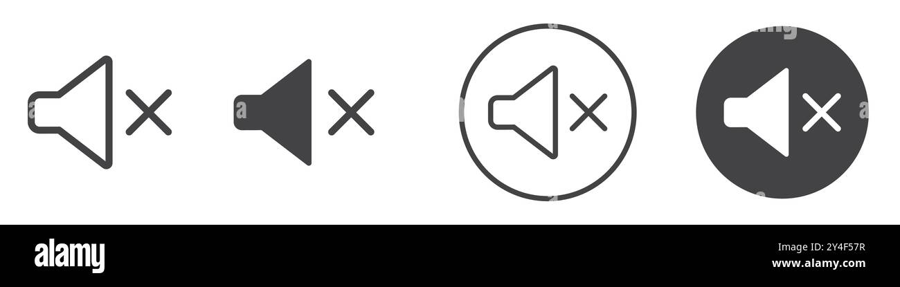 Volume icon set in thin line outline style and linear vector sign Stock ...