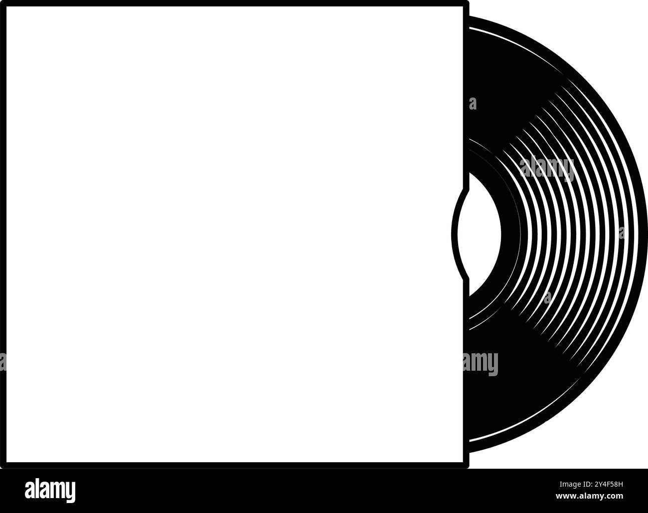 simple classic black vinyl music lp record half in blank cover sleeve ...
