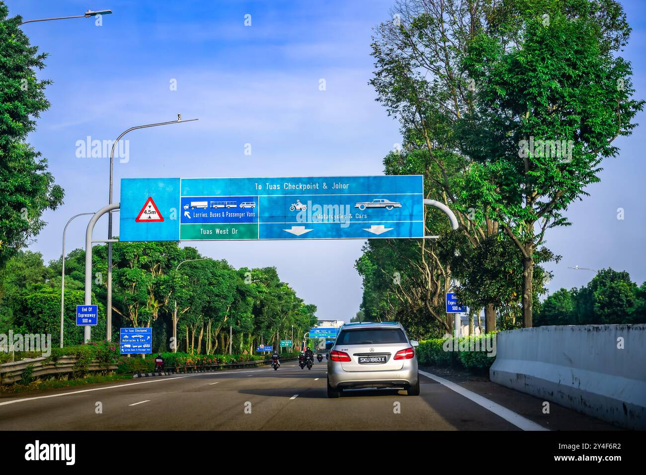 Vehicle approaching Tuas Second Link. It is one of Singapore's two land ...