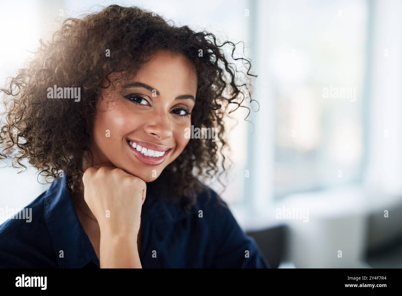Portrait, smile and woman in office, proud and confident in agency ...