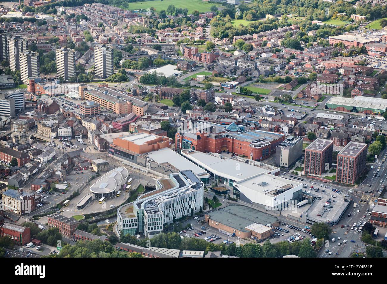 A Drone shot of Rochdale town centre, showing investment in new ...
