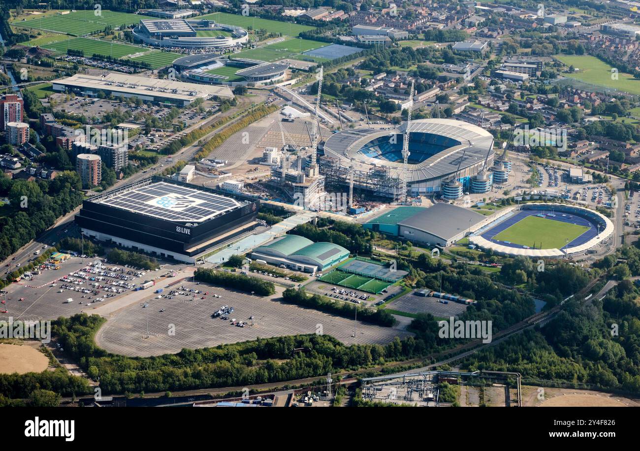 An aerial photograph of the Etihad stadium and Co-op Live, east ...