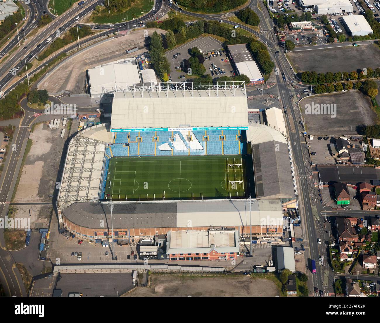 A drone shot of Leeds United Elland Road football ground, , West ...