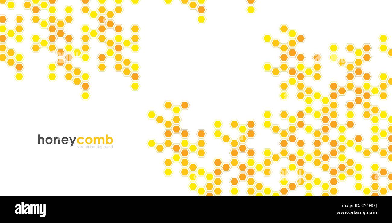 Bee honeycomb banner template with yellow and orange hexagonal cells ...