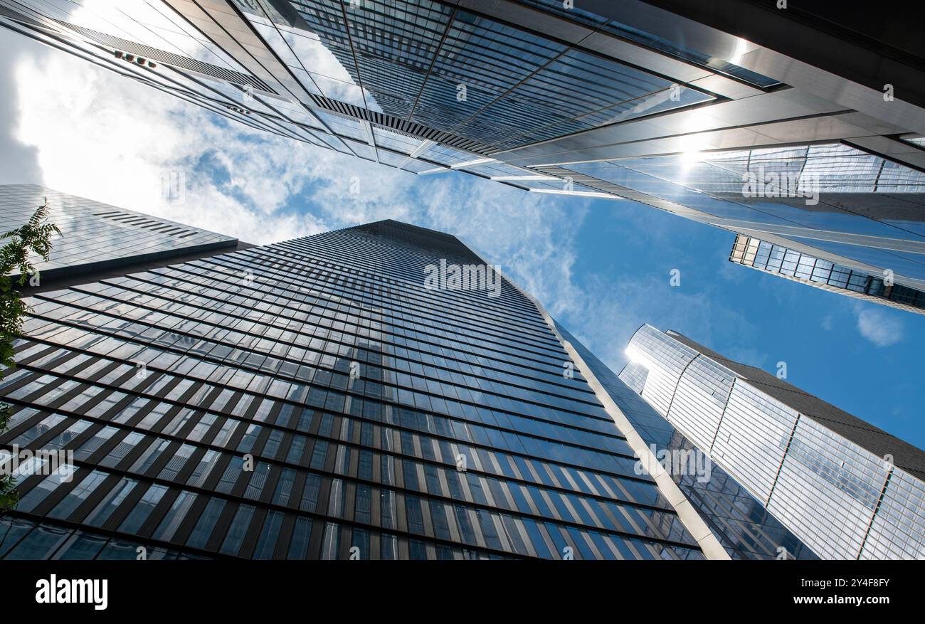 Upside view of financial building, Manhattan, New York Stock Photo - Alamy