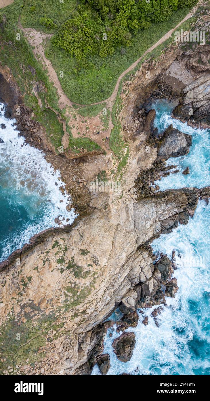 Aerial view of Punta Cometa viewpoint, southernmost point of Oaxaca ...