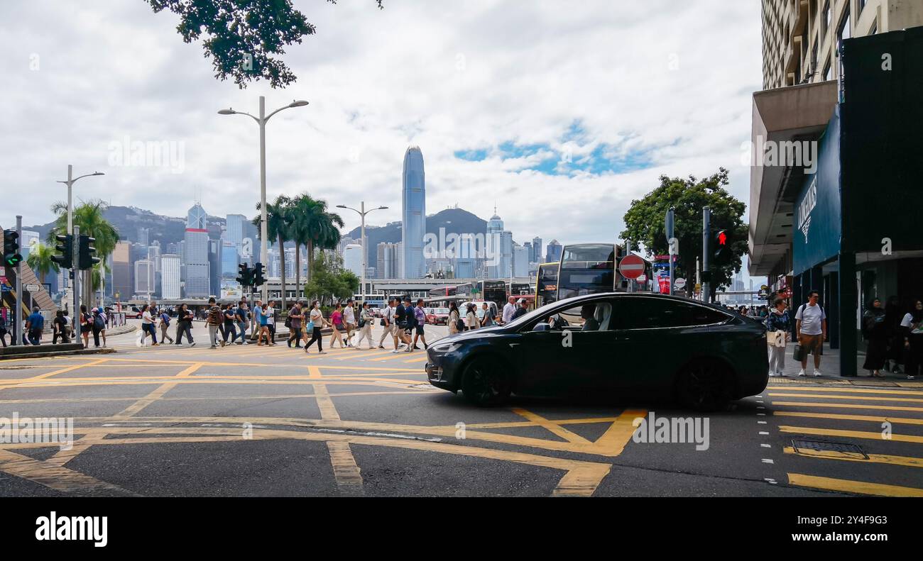 Hong Kong, China - September 18, 2024 : A bustling street intersection ...