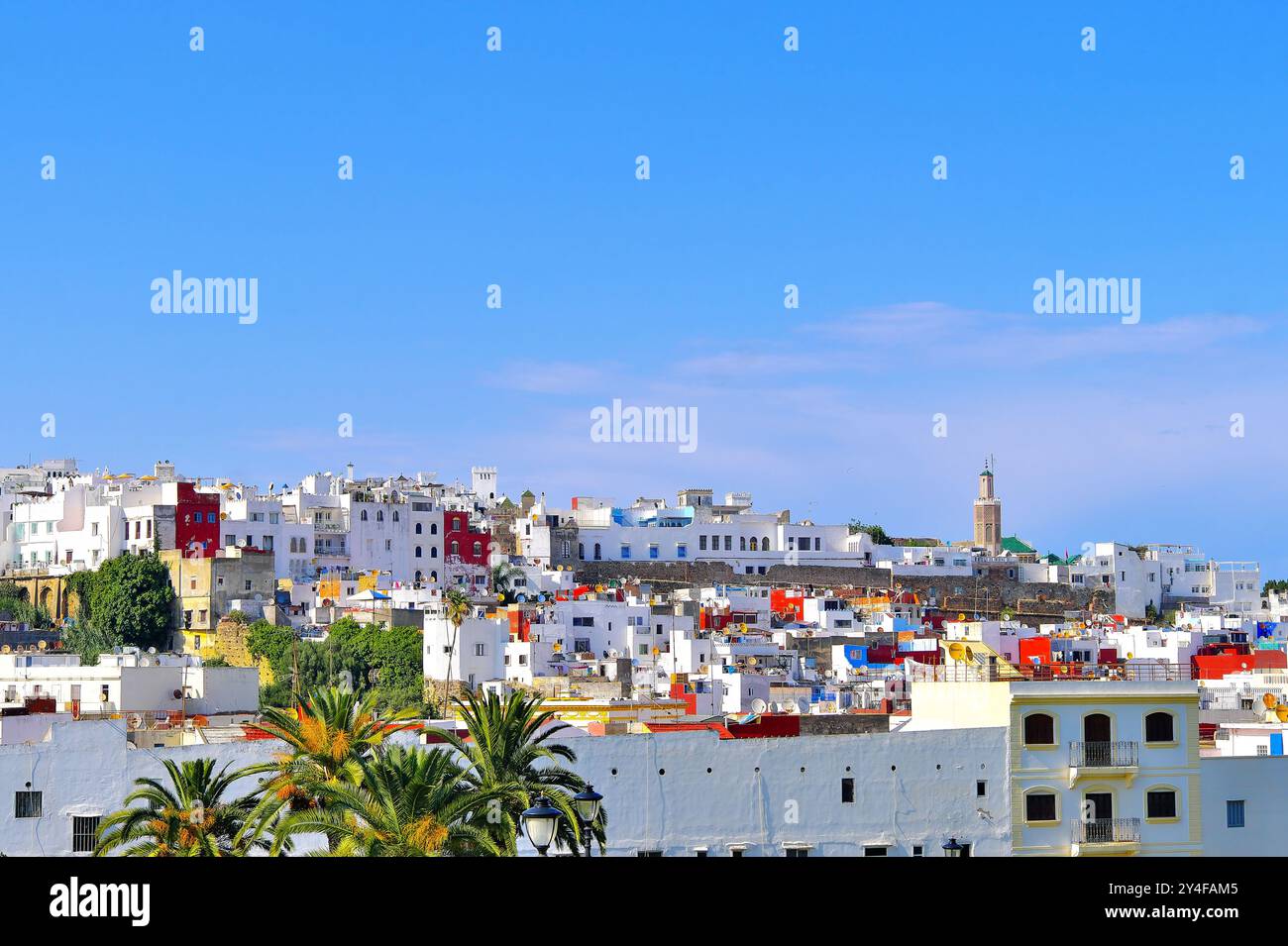 Morocco, Tangier: view over the rooftops of the old town, the medina ...