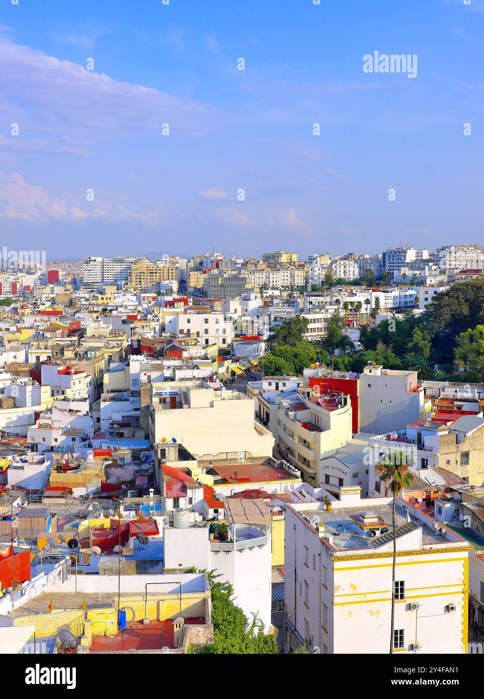Morocco, Tangier: view of the rooftops of the old town, the medina and ...