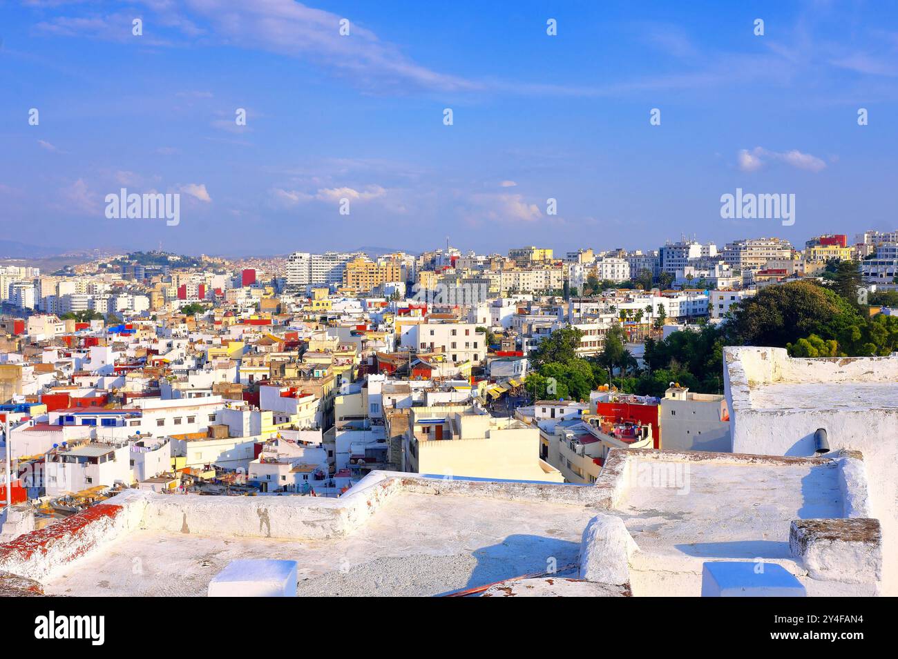 Morocco, Tangier: view of the rooftops of the old town, the medina and ...
