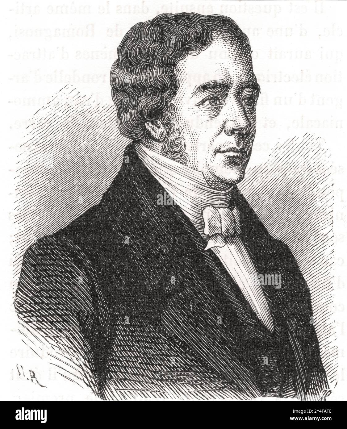 Hans Christian Oersted (1777-1851 ) - Engraving Portrait Stock Photo ...