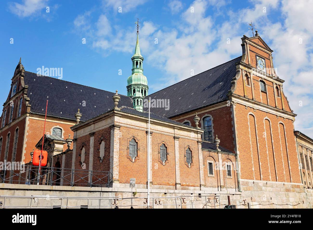 Family with children and pet dog, kids and adults visiting Coppenhagen ...