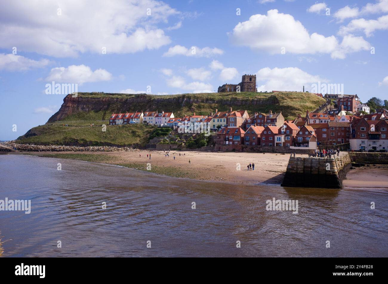 Whitby church and headland Stock Photo - Alamy